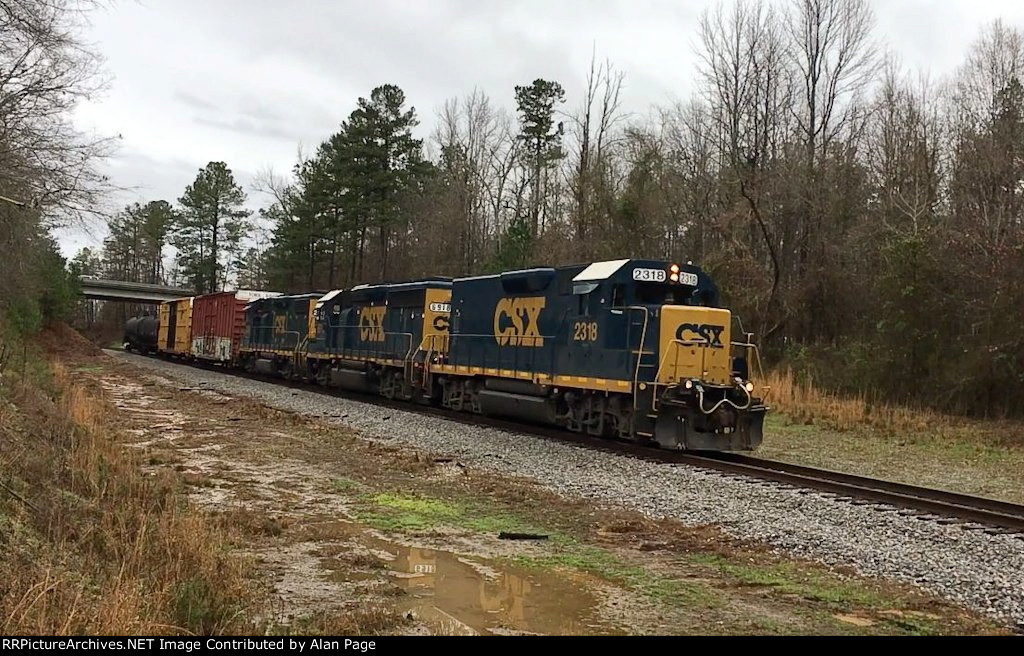 CSX 2318, 6918, and 2008 head a local